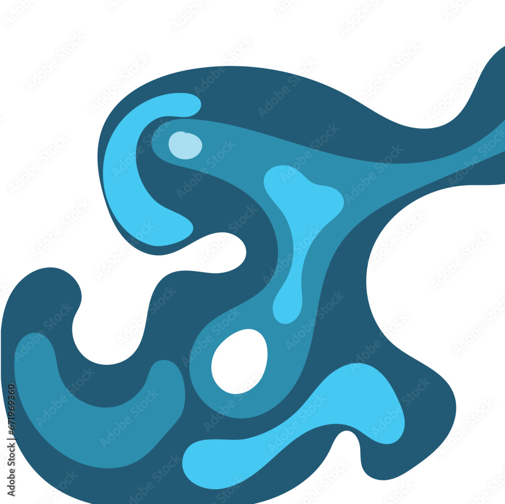 Blue chemistry liquid elemnet , splashes collection with uneven fluid ...