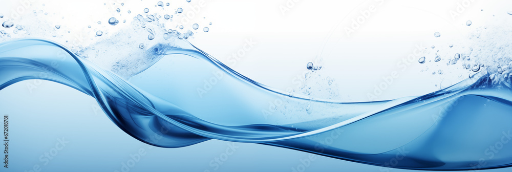 Horizontal water banner with wave effect, 3:1 resolution, blue color ...