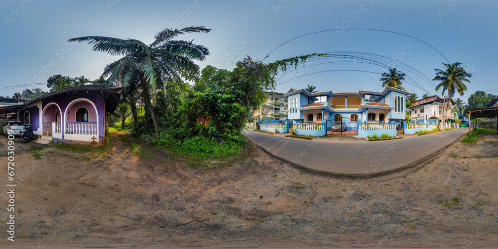 full seamless spherical hdri 360 panorama view among green street with ...
