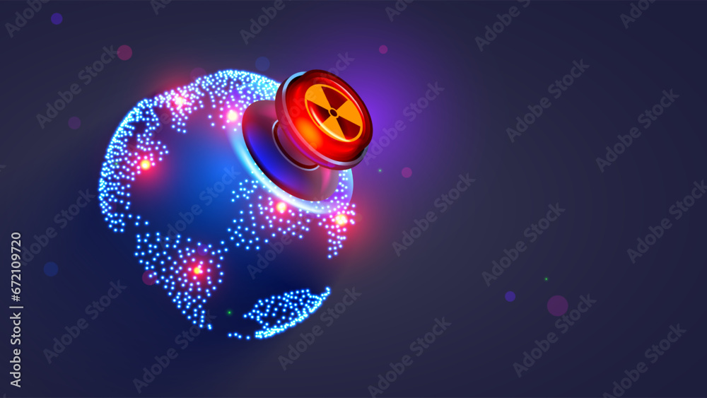 Red button for launching nuclear missiles. Threat of global nuclear war ...