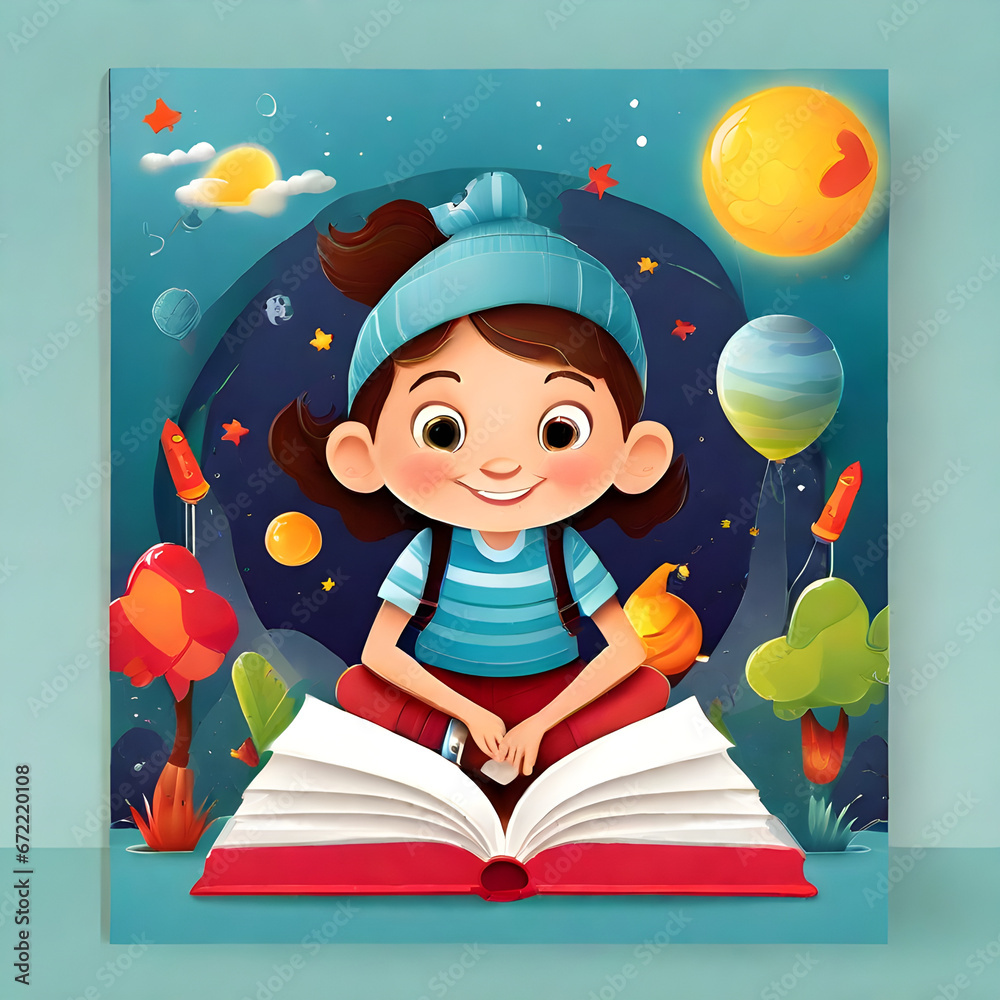 kids book cover page design Stock Illustration | Adobe Stock