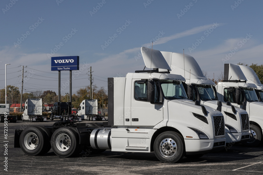 Volvo Semi Tractor Trailer Big Rig Truck display at a dealership. Volvo ...