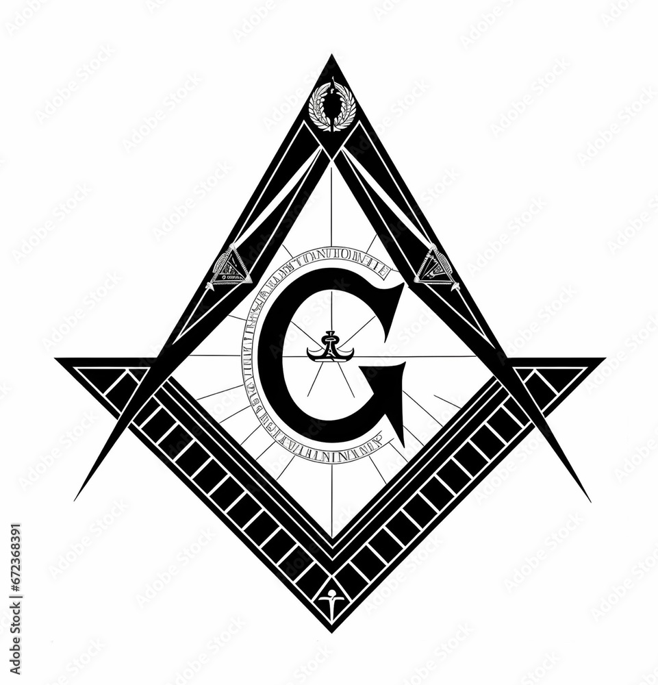 AI generated illustration of the Freemason Symbol with a letter G ...