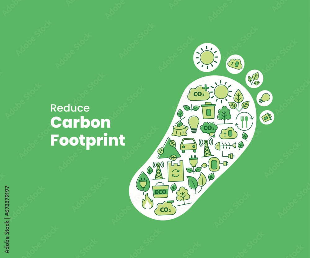 reduce carbon footprint vector illustration, recycling concept, Social ...
