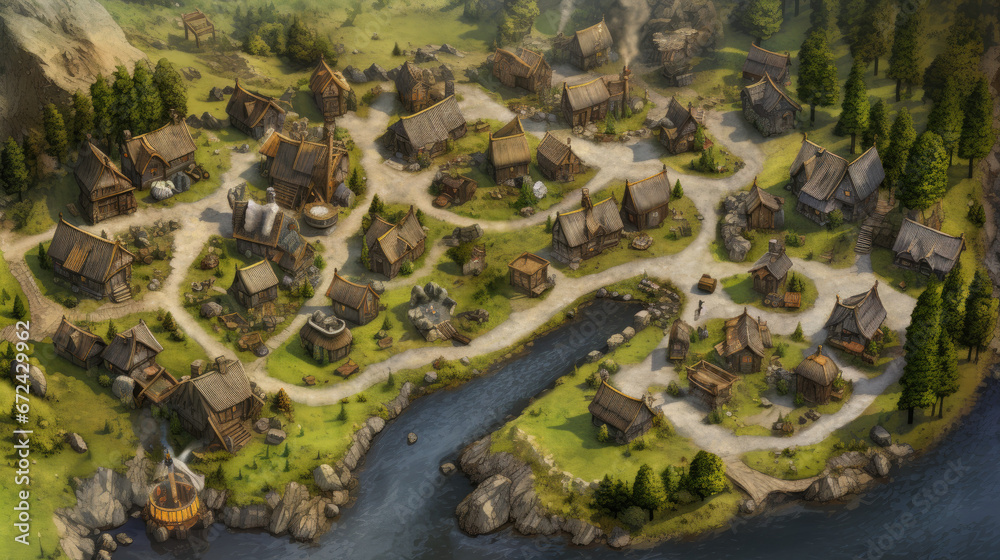 rpg map asset cartography village medieval landscape top down view - by ...