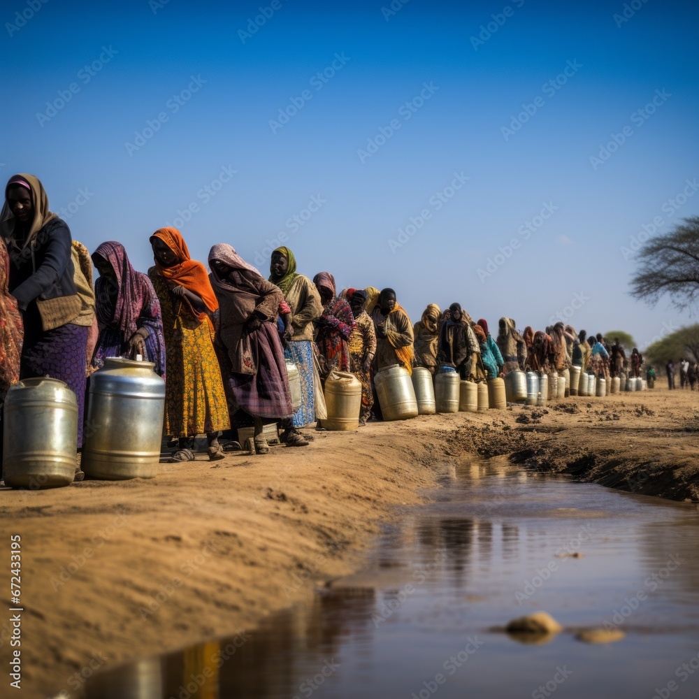Thirsting for Hope: A Heartrending Image of People in Line for Water ...