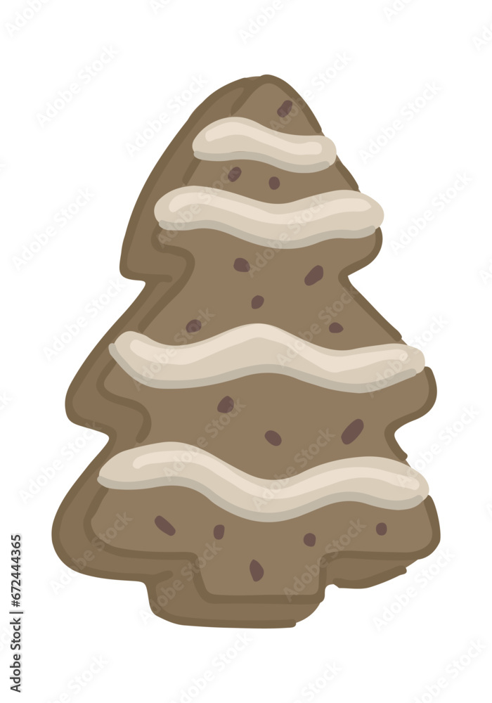 Cartoon clipart of gingerbread tree cookie. Doodle of Christmas sweet ...