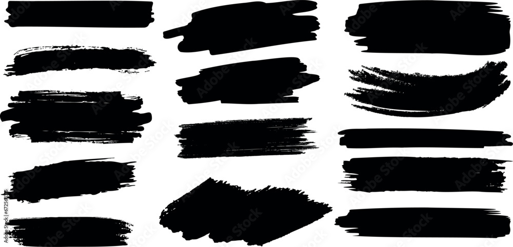 Black brush strokes vector illustration, abstract grunge texture on ...