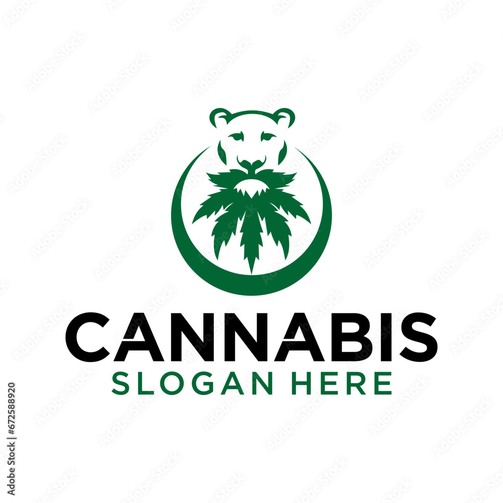 Image vectorielle Stock cannabis logo with lion and tiger concept idea ...