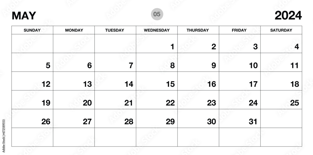 May 2024 year planner template, calendar 2024 template, monthly and ...