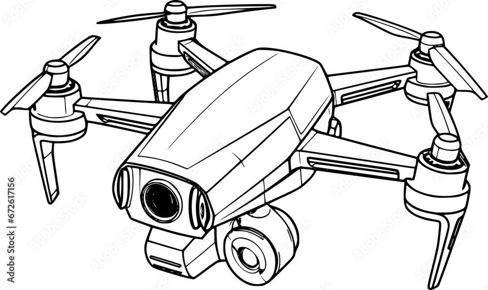 outline illustration of drone for coloring page Stock Vector | Adobe Stock