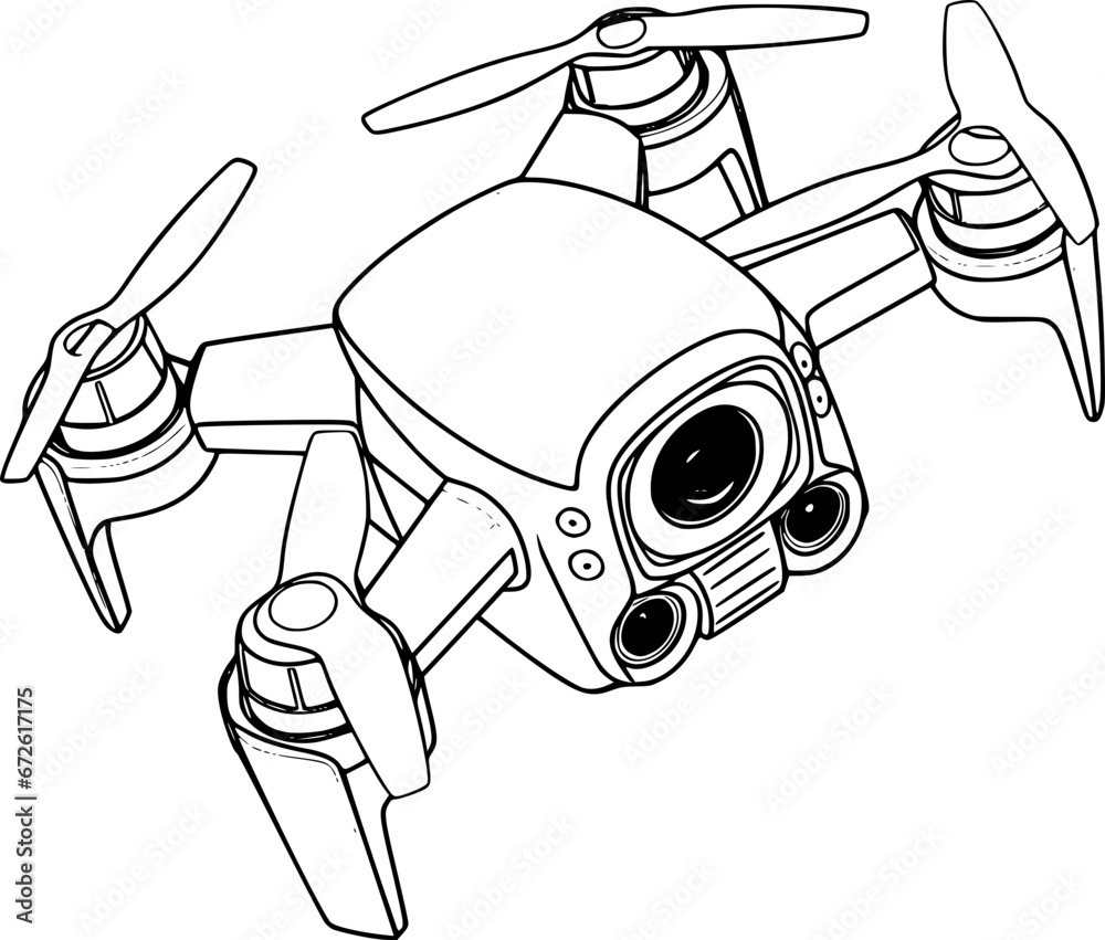 outline illustration of drone for coloring page Stock Vector | Adobe Stock