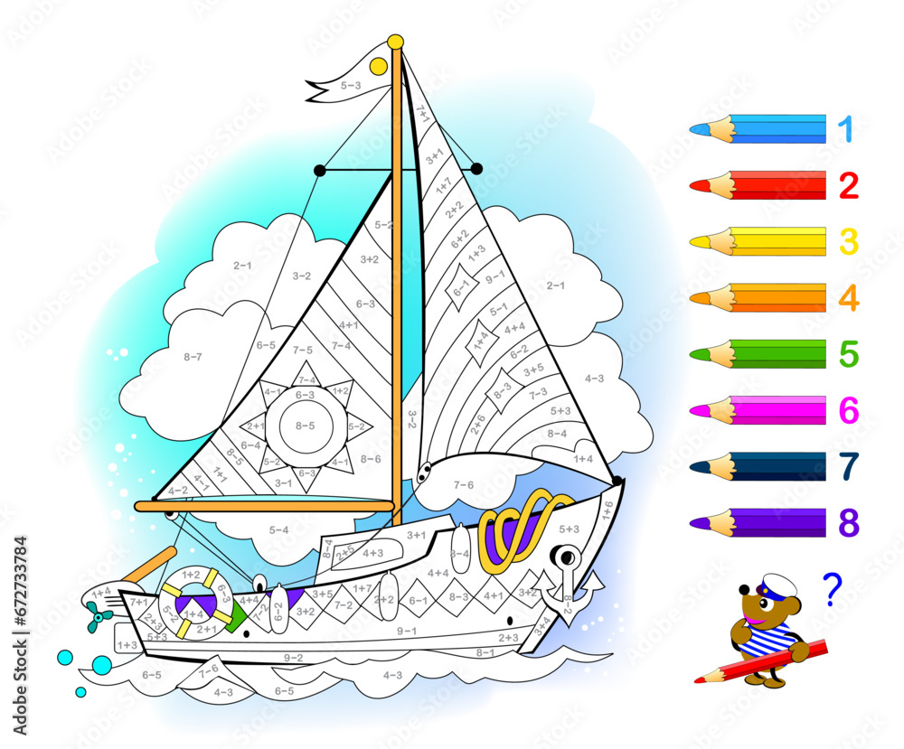 Vektor Math education for children. Coloring book. Mathematical ...