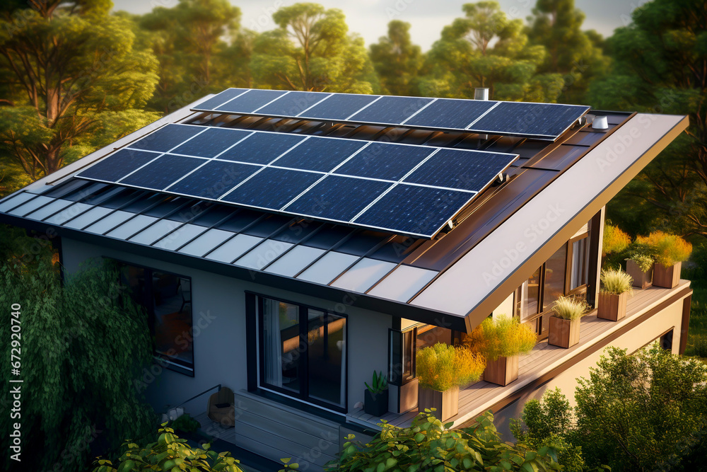 Roof solar panels environmentally friendly house sustainable domestic ...