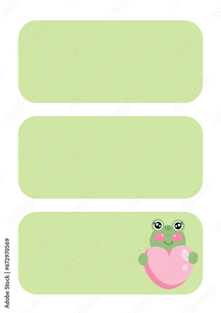 Cute note organizer, check list, to do list with kawaii frog head with ...