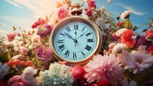 Vintage Floral Clock Free Stock Photo - Public Domain Pictures