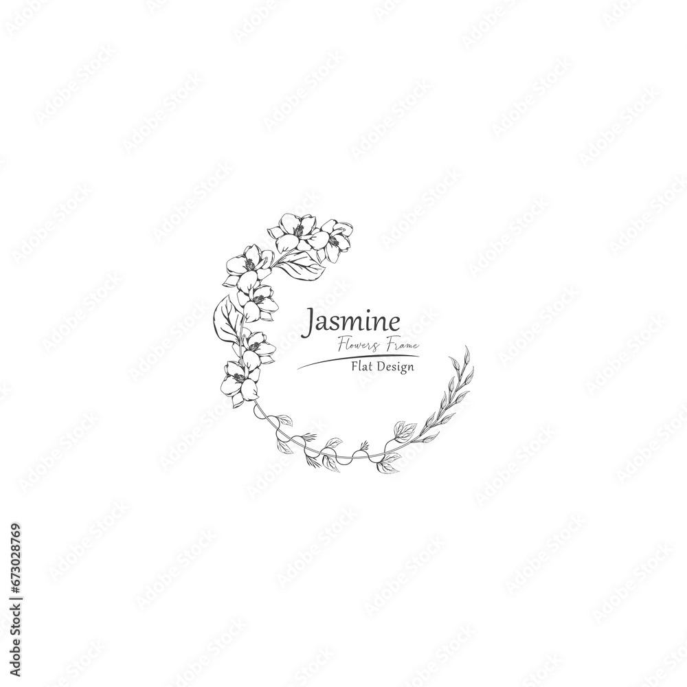 Logo template. jasmine flowers illustration. Stock Vector | Adobe Stock