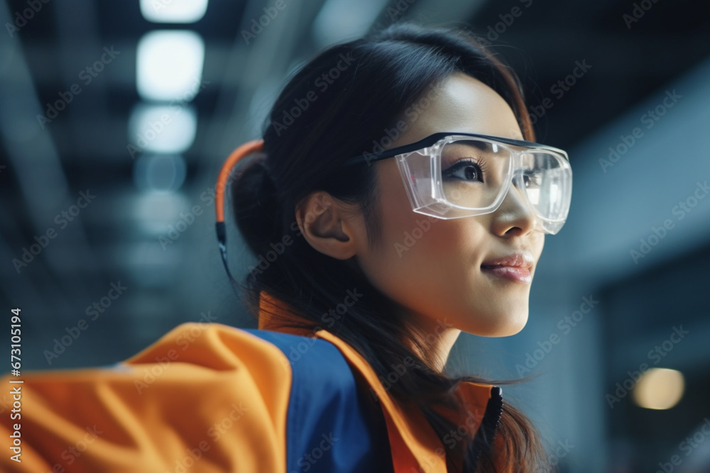 Portrait asian female Professional engineering wearing uniform and ...