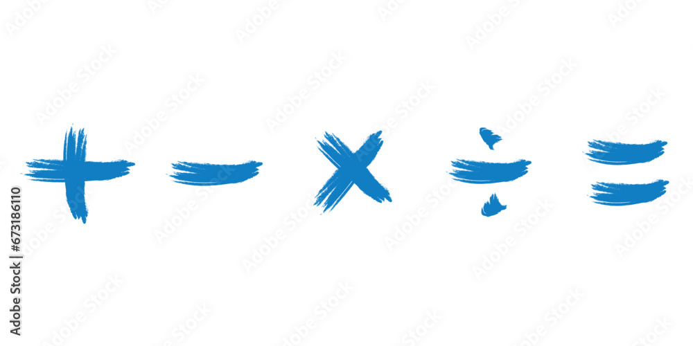 Mathematical symbol brush. Plus, minus, multiplication, division and ...