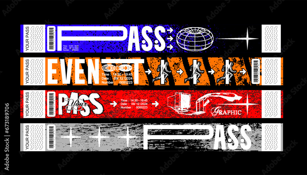 Control pass ticket in hand. Sticker for music concerts, events and ...
