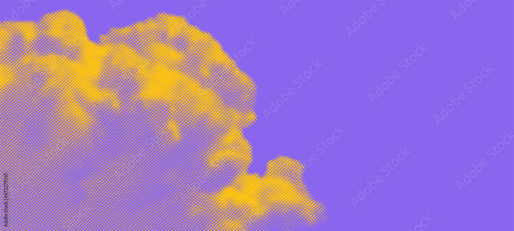 Halftone Sky with Clouds. Duotone Abstract Background Stock Vector ...