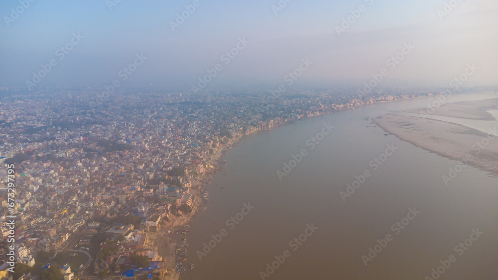 Ancient city of Lord Shiva Varanasi, top view Stock Photo | Adobe Stock