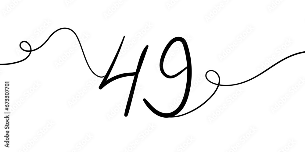 Number 49 line art drawing on white background. Anniversary 49th ...