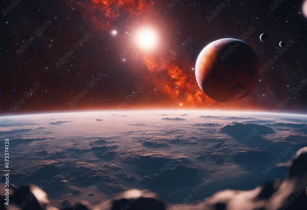 Stunning view of space with planets, AI-generated. Stock Illustration ...