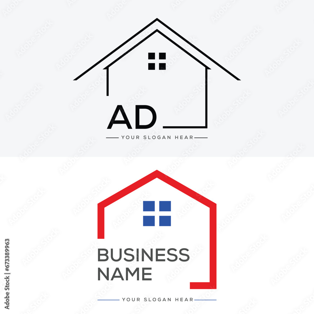Initial Creative Real Estate AD Logo Icon, Unique AD Building Logo ...
