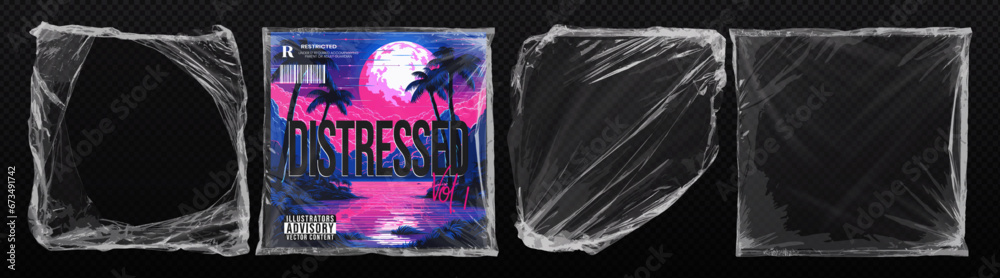 Plastic wrap texture overlay effect. Polyethylene packaging for vinyl ...