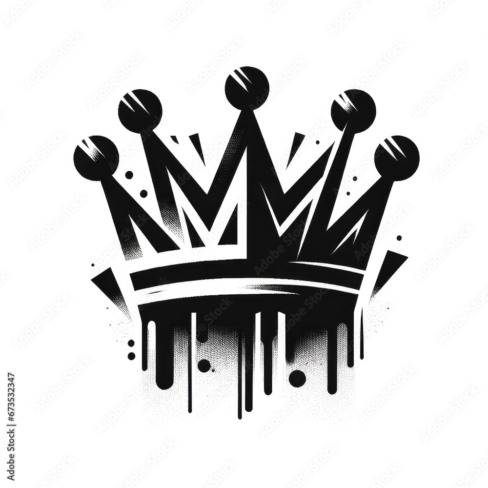 Urban-Inspired Black Crown Icon - Street Art Stencil Vector ...