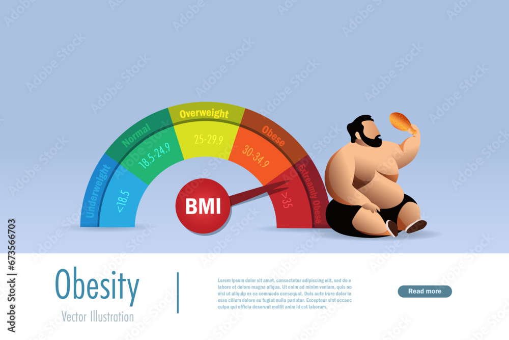 Fat man with overweight body and BMI body mass index extremely obese ...