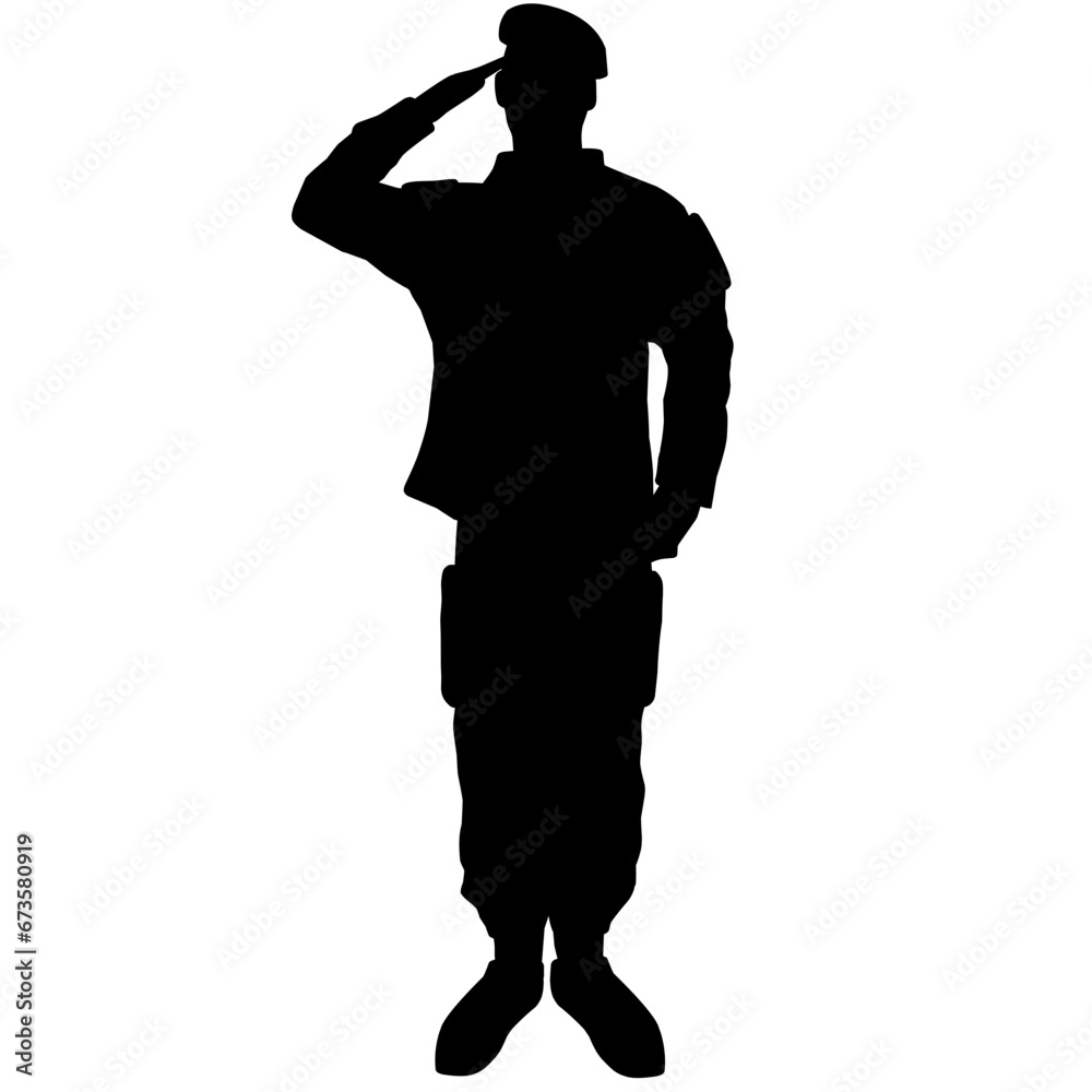 Salute silhouette vector illustration. Military salute graphic ...