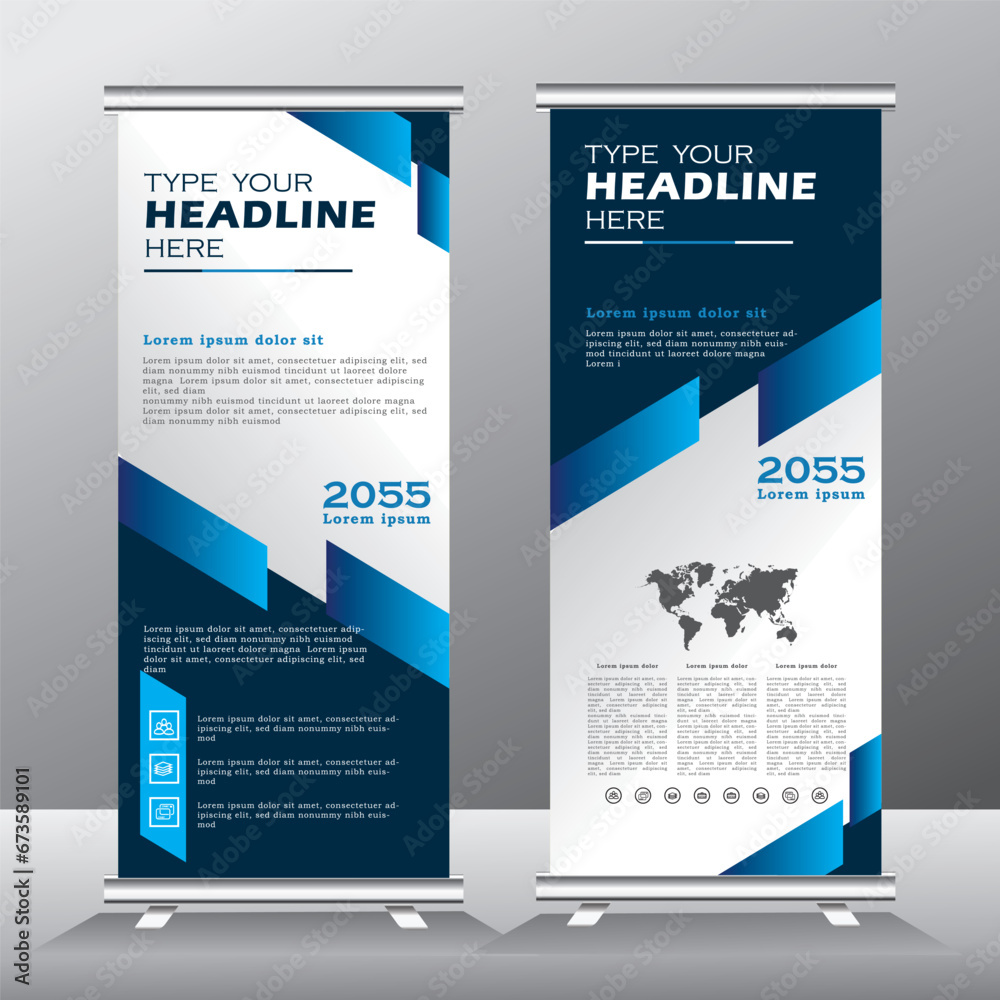 Business roll up banner design. Standee design. banner template, Blue ...