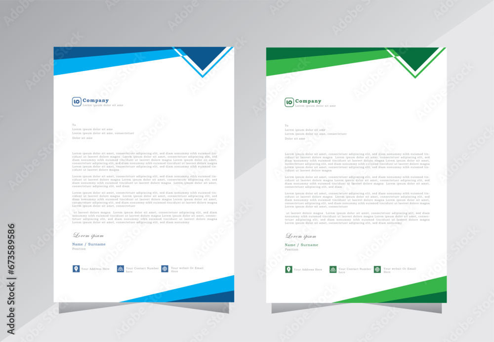 corporate modern business letterhead design template with green and ...
