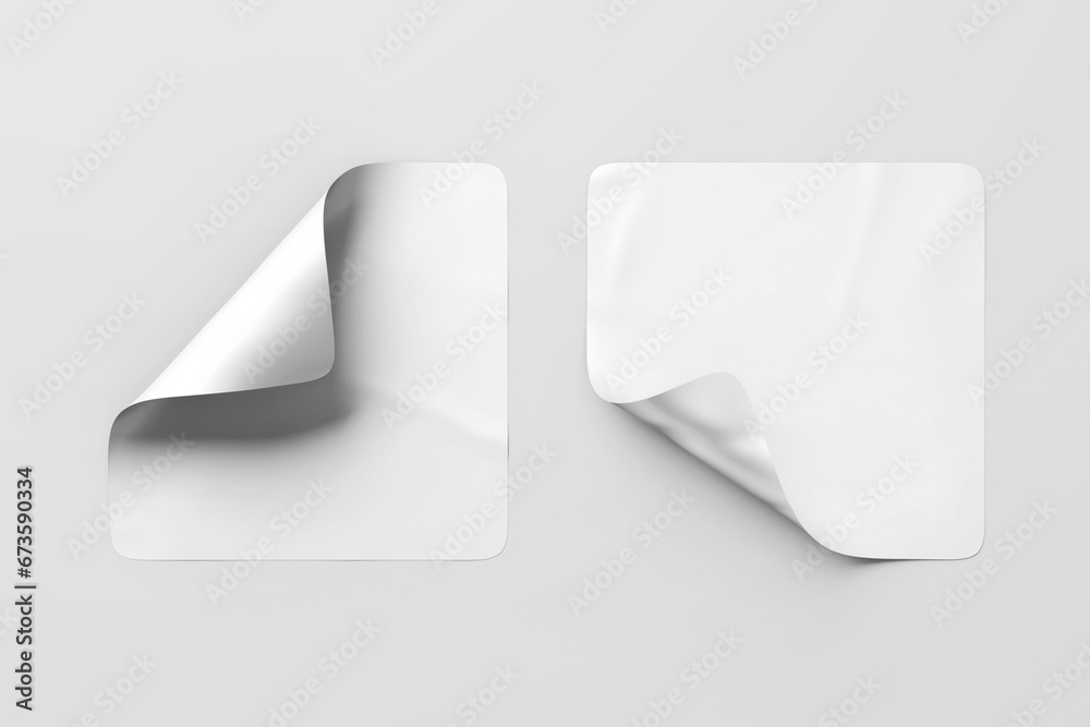 peeled and crumpled rounded square adhesive sticker label tag badge ...