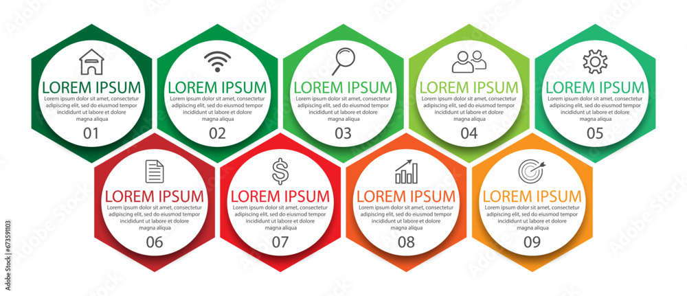 simple infographic design, 9 step infographics that are interconnected ...