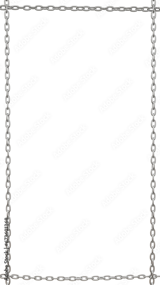 Vertical rectangle frame crafted in from metal chains, presented in 9: ...