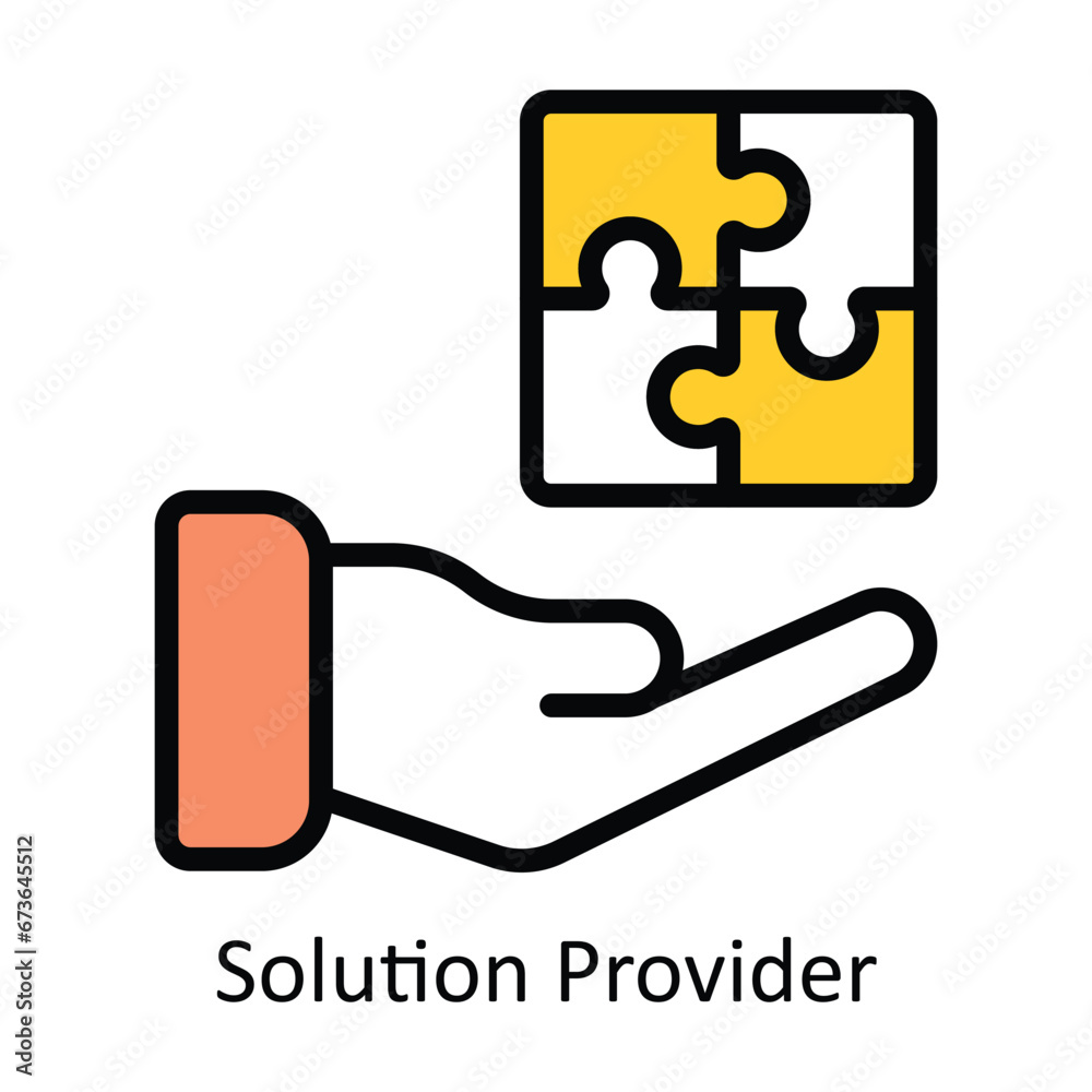 Solution Provider vector Filled outline Design illustration. Symbol on ...