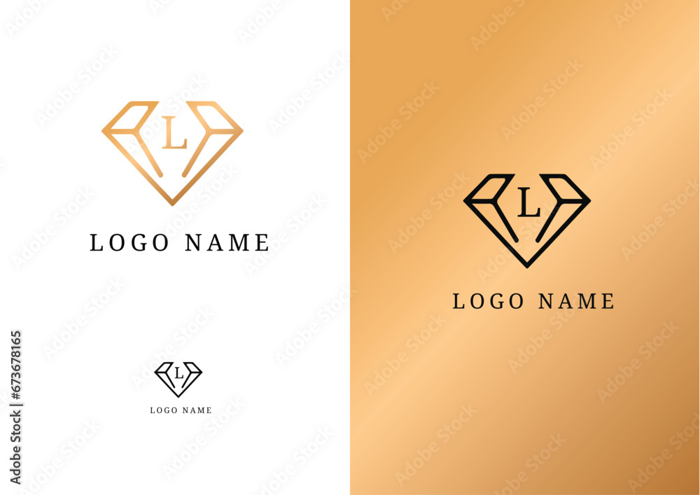 Vector minimal diamond logo design Stock Vector | Adobe Stock
