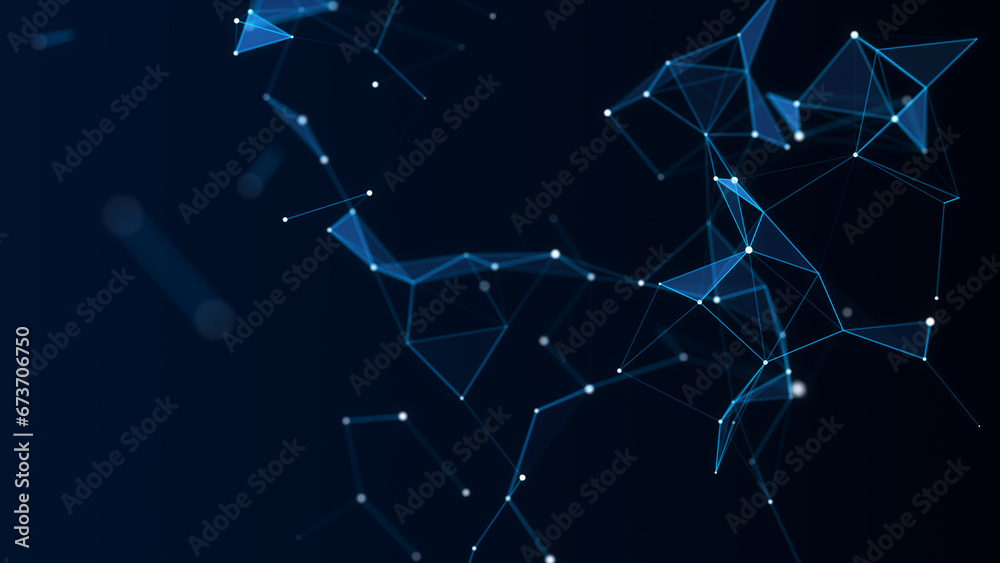 Blue abstract network connection technology. Modern structure background with points and lines ...