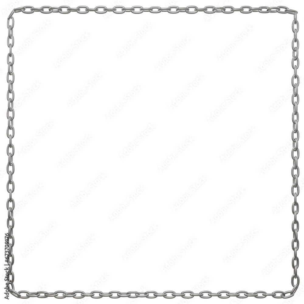 Metal chains artfully form a square frame with rounded corners in this ...