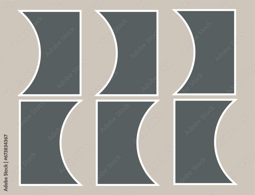 6 Empty dark curved banners with white frame. Templates for design ...