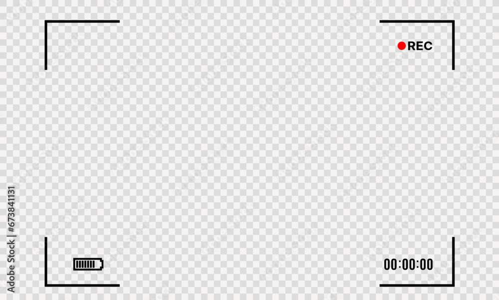 Photo or video camera viewfinder screen. Includes vector display frame ...