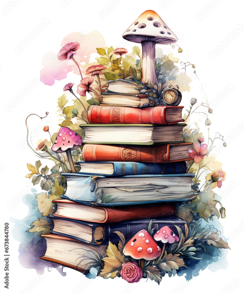 sublimation Fantasy Books with Watercolor Art, Transparent Background ...