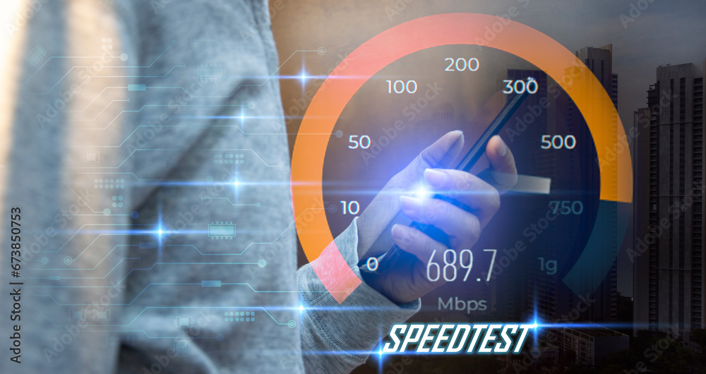 fast internet connection speedtest network bandwidth technology Man ...