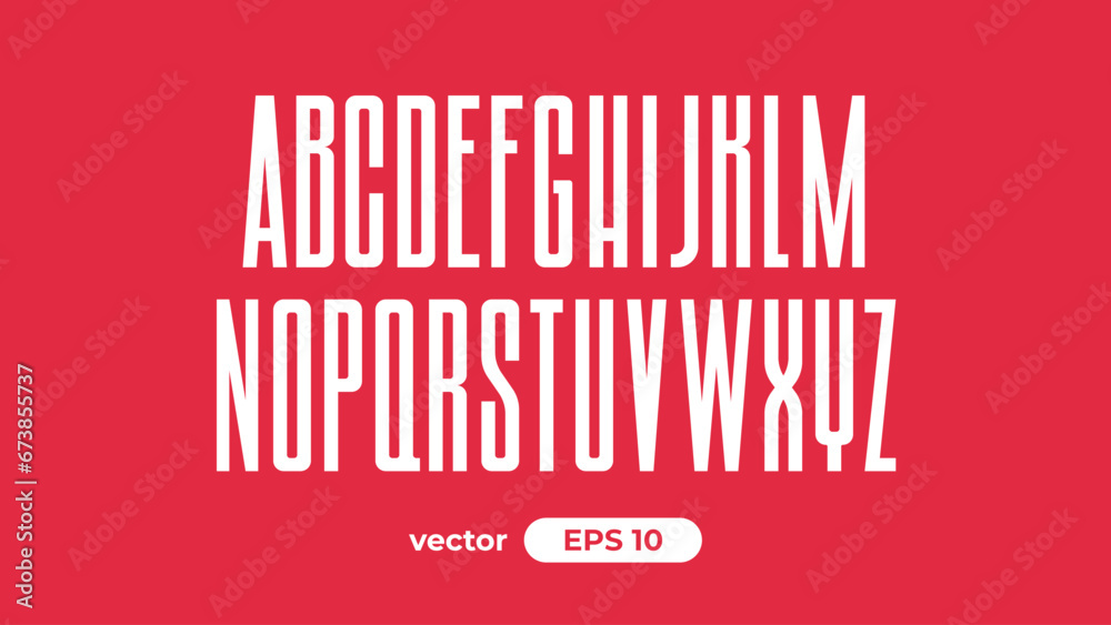 Tall font isolated. Extra condensed alphabet. High narrow letters. Long ...
