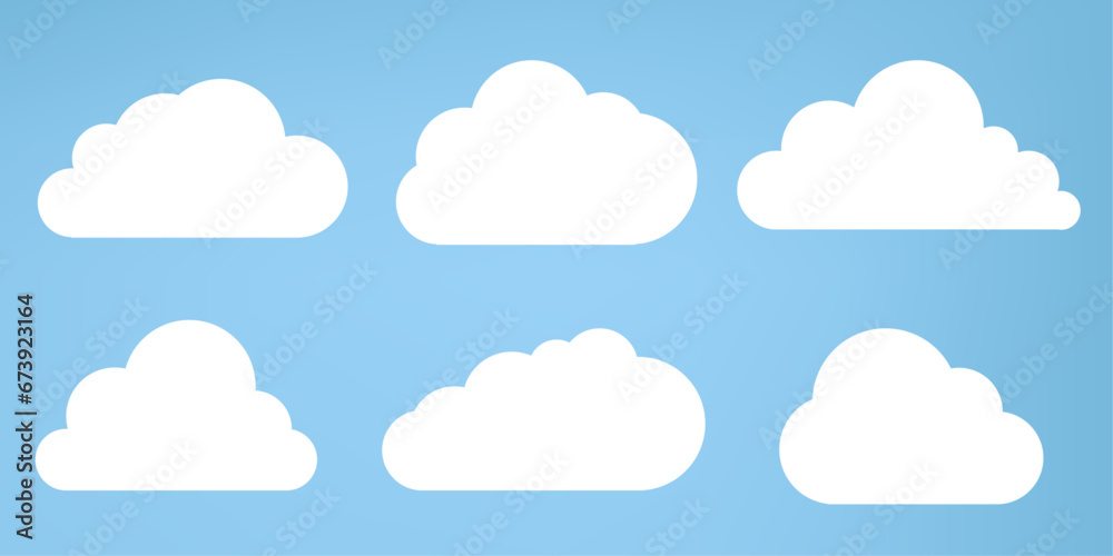 flat design of white clouds and Set of soft Clouds collection in flat ...