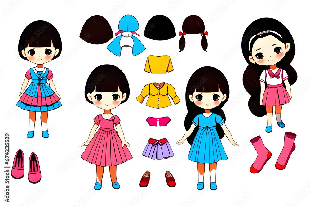 It is a paper doll depicting a girl. These are paper dolls that ...