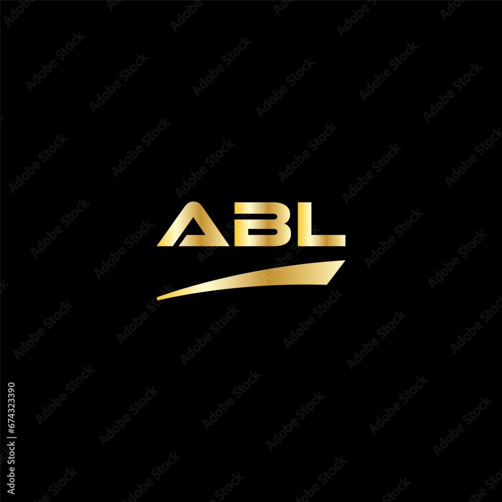 ABL initial letter logo on black background with gold color. modern font, minimal, 3 letter logo ...